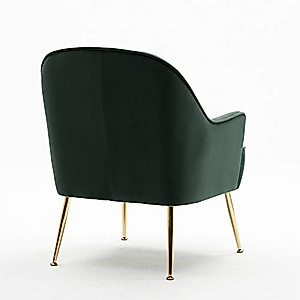 Goujxcy Modern Velvet Accent Tufted Decorative Reading Corner Chair, Vanity Chair for Bedroom, Living Room (Green5)