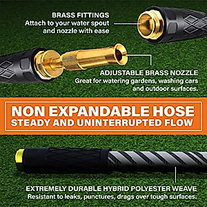Bionic Flex PRO 50’ Garden Hose, Heavy Duty & Lightweight Weatherproof Garden Water Hose with Brass Fittings & Adjustable Brass Spraying & Shooting Nozzle, 500 PSI Tear Resistant, Kink Free Hose