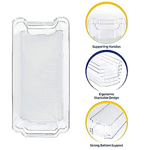 Utopia Home Value Pack of 6 Pc (5 Drawers, 1 Egg Holding Tray) and 8 Pc Pantry Organizers (4 Large, 4 Small Drawers)- Plastic Organizers for Freezers