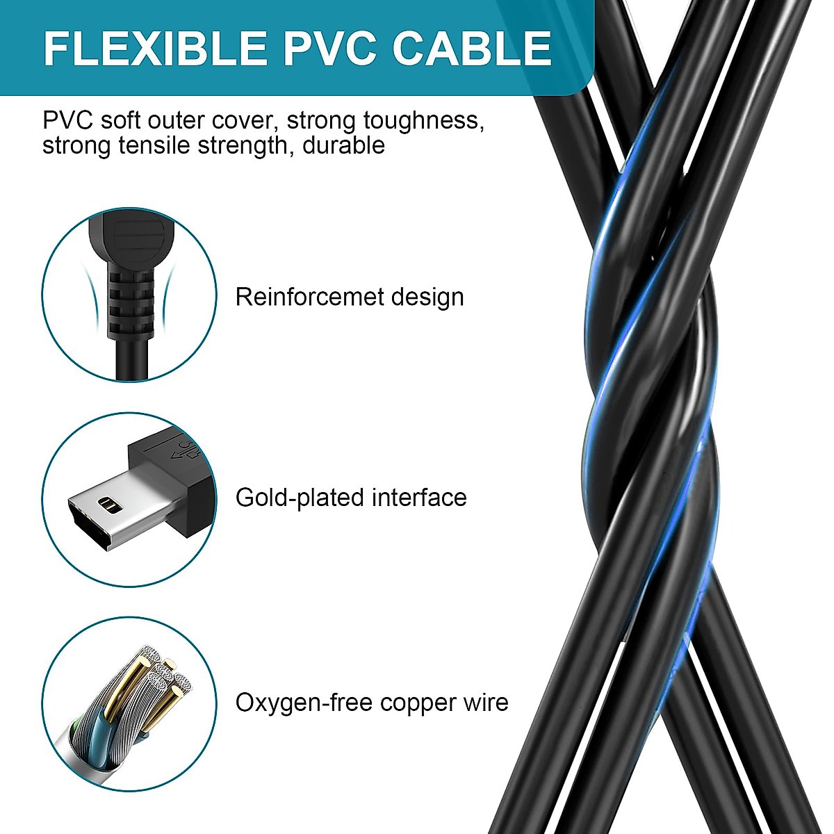 Sqrmekoko USB PC Charger Charging Cable Cord for TI-84 Plus, TI-84 Plus CE, TI 89 Titanium, TI Nspire CX/TI Nspire CX CAS Graphing Calculators