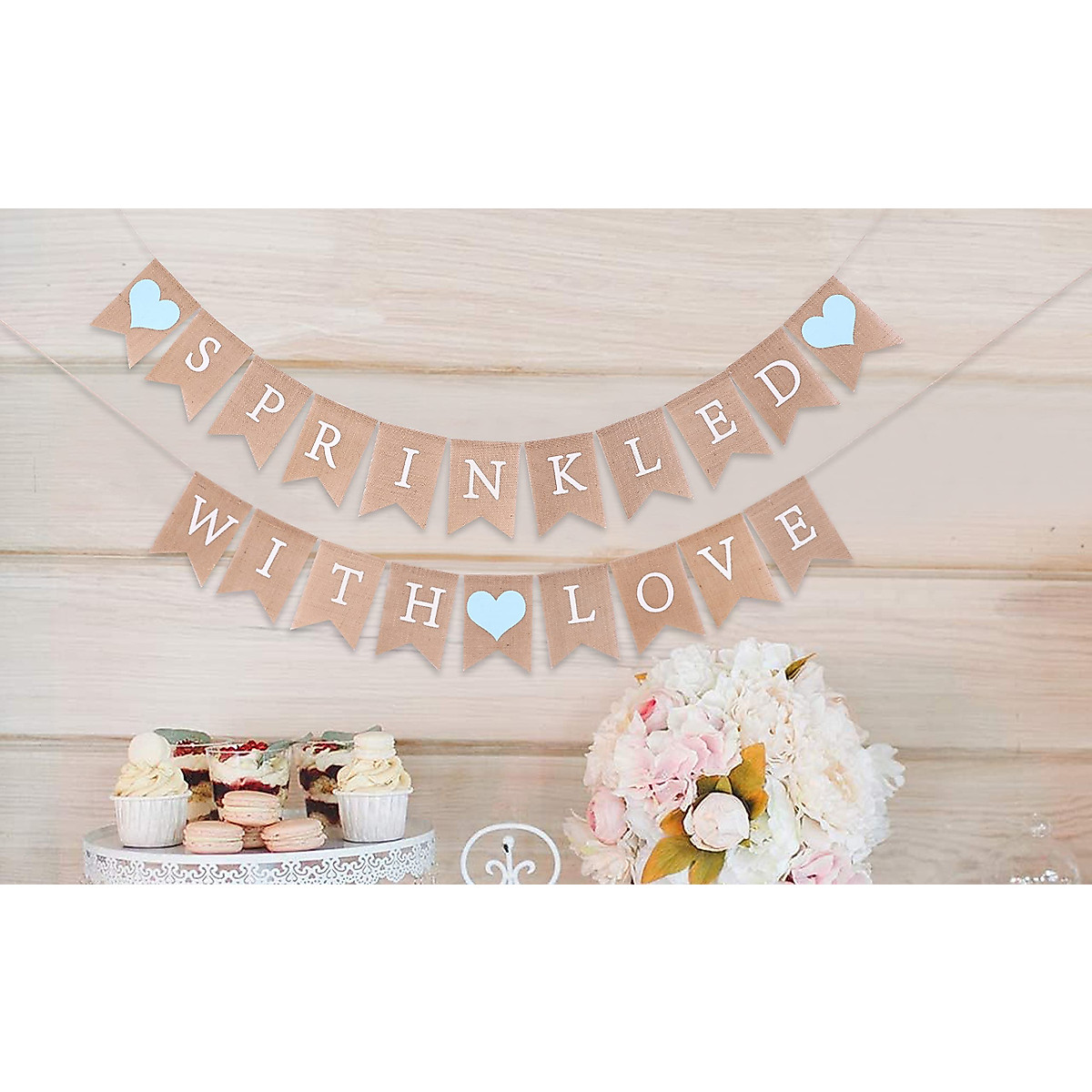 Sprinkled with Love Banner - Rustic Burlap Baby Shower Banner, Sprinkled with Love Baby Shower Decorations, Baby Birthday Banner, Party Photo Backdrop, Photo Decoration Props