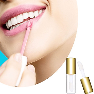 Mydio 50 Pack 1.2ML Clear Mini Lip Gloss Tube Empty Lip Balm Containers With Gold Lid for Lipstick (Gold)