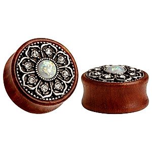 TBOSEN 8PCS Sun Moon Organic Wood Saddle Ear Plugs Tunnels Stretching Punk Piercings Expanders Set