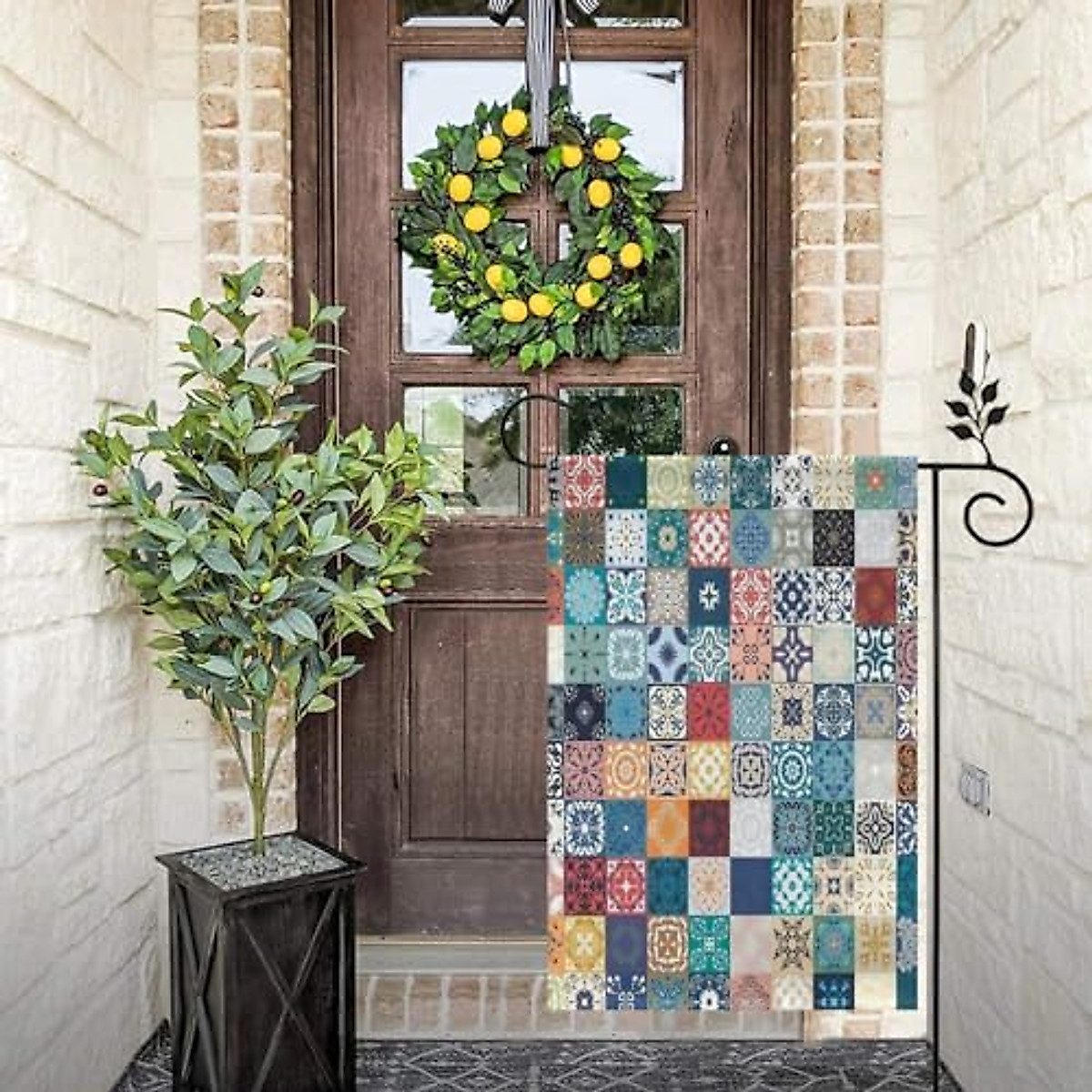 Double-sided garden flag Talavera Mexican Tiles Outdoor Flag Garden Flag Yard Outdoor Decoration （12×18in）.