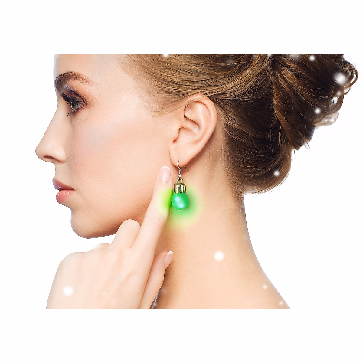 Light Up Ornament Earrings - The Original from Beardaments, 4pc Red and Green Colorful Christmas for Holiday Party, Cosplay, Women Costume