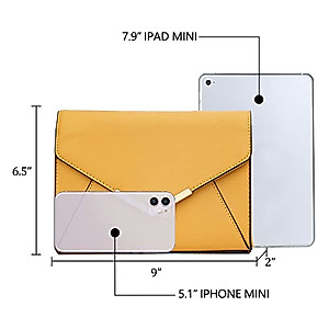 KKXIU Women Elegant Faux Leather Evening Envelope Clutch Purse Foldover Bags for Party Wedding Prom (A-Mustard)