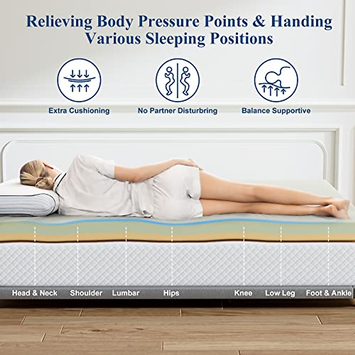 Maxzzz 3 Inch King Mattress Topper Memory Foam, Dual-Layer High-Density Medium Firm Foam Bed Topper for Back Pain Relief, Gel Memory Foam Mattress Pad, Certipur-Us Certified