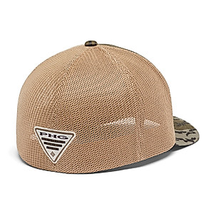 Columbia Unisex PHG Camo Mesh Ball Cap - High, Mossy Oak Bottomland/Game Flag, Small/Medium