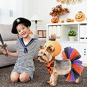 8 Pieces Halloween Dog Tulle Tutu Skirt with Halloween Dog Bandana Cartoon Hairpins Halloween Dog Costumes Pet Halloween Accessories Supplies for Small Dogs Cats Halloween Birthday Party Supplies