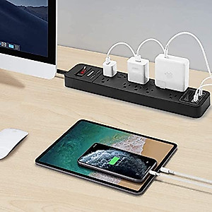 Huntkey Power Strip Surge Protector, 12 Outlets with 2 USB A Ports, 6ft Heavy Duty Extension Cord for Home, Office, Dorm Essential, 2390 Joules, ETL Listed, Black