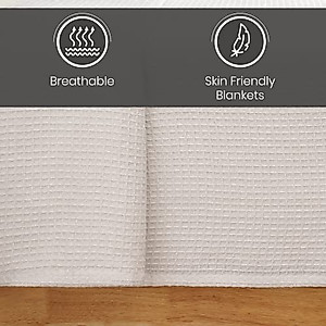 CHATEAU HOME COLLECTION Thermal Blankets, King Size Cotton Blanket for The Bed, Gifts for Women, Waffle Blankets King Size for King Bed, White Blanket, Plush Blanket for All Seasons