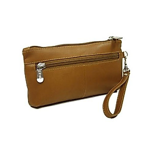 Piel Leather Rainbow Wristlet, Saddle, One Size