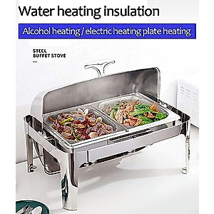 Stainless Steel Chafing Dishes, Electric Food Buffet Warmer, Rectangular Catering Chafer Warmer Set with Removable Warming Trays for Parties and Buffet 9L