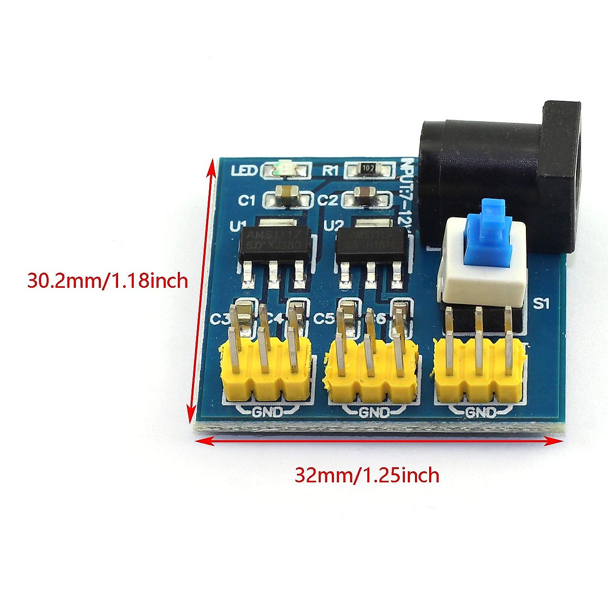 DGZZI 2PCS 12 V to 3.3 V / 5 V / 12 V DC-DC Voltage Converter Multi-Output Step-Down Power Supply Module for Arduino