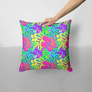 iiRov Tropical Fluorescent v1 - Custom Decorative Home Decor Indoor or Outdoor Throw Pillow Cover for Sofa, Bed or Couch Cushion (Pillow CASE Cover ONLY)