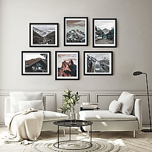 BSRHOME 12x16 Picture Frames Set of 6 with Plexiglass, Display Pictures 11x14 with Mat or 12x16 Without Mat for Tabletop Display and Wall Mounting，Black
