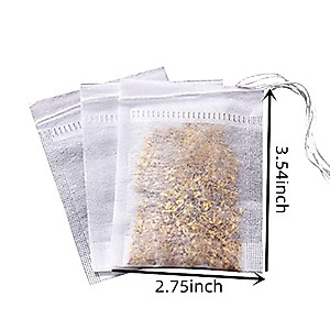 200Pcs Disposable Tea Filter Bags 2.75 x 3.54 inch Tea Infuser Natural Material Drawstring Tea Bag Empty Bags for Loose Tea