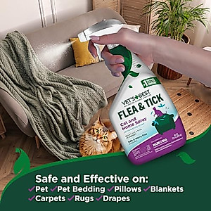Vet’s Best Flea & Tick Home Spray for Cats – Cotton Spice Scent Cat Flea & Tick Aid – Made in The USA – Flea & Tick Gentle Mist for Cats – 32 oz