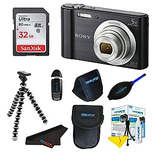 Sony Cyber-Shot DSC-W800 Digital Camera (Black) + 32GB Pixi-Basic I3ePro Accessory Bundle