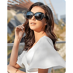 Meeloog Polarized Fit Over Glasses Sunglasses for Women, Oversized Fashion Big Sun Glasses Trendy Shades for Driving MST0079 (P1 Gradient Grey Frame/Grey Lens)