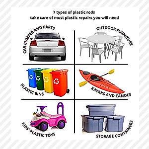 JOUNJIP Plastic Welding Rods- 7 Types of Welding Plastic (PP PU ABS PE TPO PA PC) Most Common Plastics- For Use With Jounjip Plastic Welding Kit- 52 Pack of 13" x 1/8" Dia