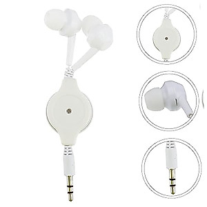 JEWEDECO Ear Buds Wired Ear Headphones Mini Earphone Sound Insulation Ear Plugs in-Ear Earphone Retractable Headset wrap Around Earbuds Headphone wrap White Soundproof Plug Storage