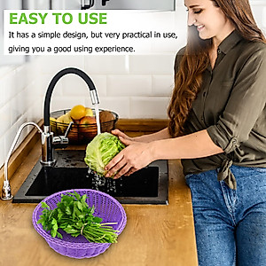 BESPORTBLE Purple Plastic Basket Bread Basket Round Storage Basket Kitchen Wicker Bread Box Rattan Toys Storage Boxes Fruit Plate Trays Organizer Home Decor