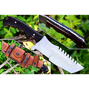 Nooraki - 10" Custom Handmade D2 Tracker Knife, Hunting knife, Camping knife, Bushcraft Knife, Survival Knife EDC, Full Tang With Sheath TRK-345