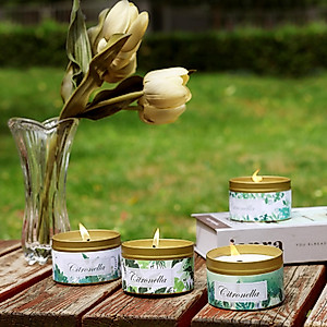 Scented Candle Set 4 Pack Citronella Candles Outdoor, 32 Oz Long Lasting Soy Wax Citronella Candles Set, Large Tin Candles with Fresh Citronella Oil for Camping Garden Patio Yard Balcony Party Indoor