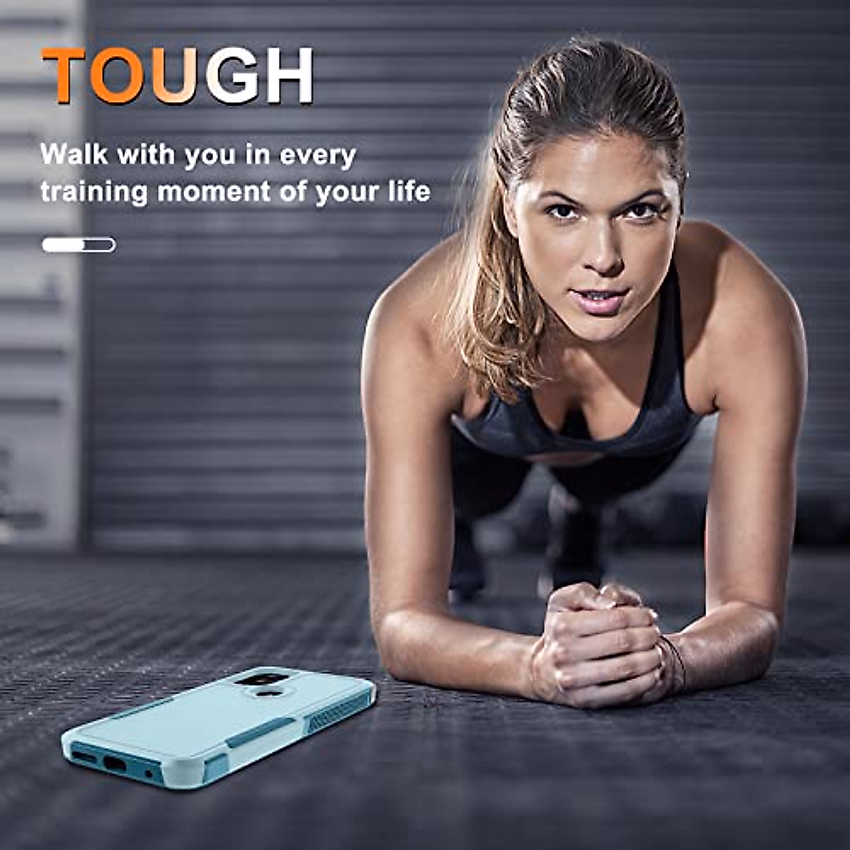 for Motorola Moto G Play 2023, Moto G Pure, Moto G Power 2022 Case with Tempered Glass Screen Protector, 2-in-1 Full Body Heavy Duty Rugged Shockproof Protective Phone Cover, Mint Green