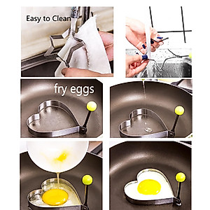 10pcs Egg Molds Egg Shaper Egg Ring For Frying Eggs Stainless Steel Nonstick Pancake Maker with Handle Egg Fryer Mold Cooking Breakfast Accessories