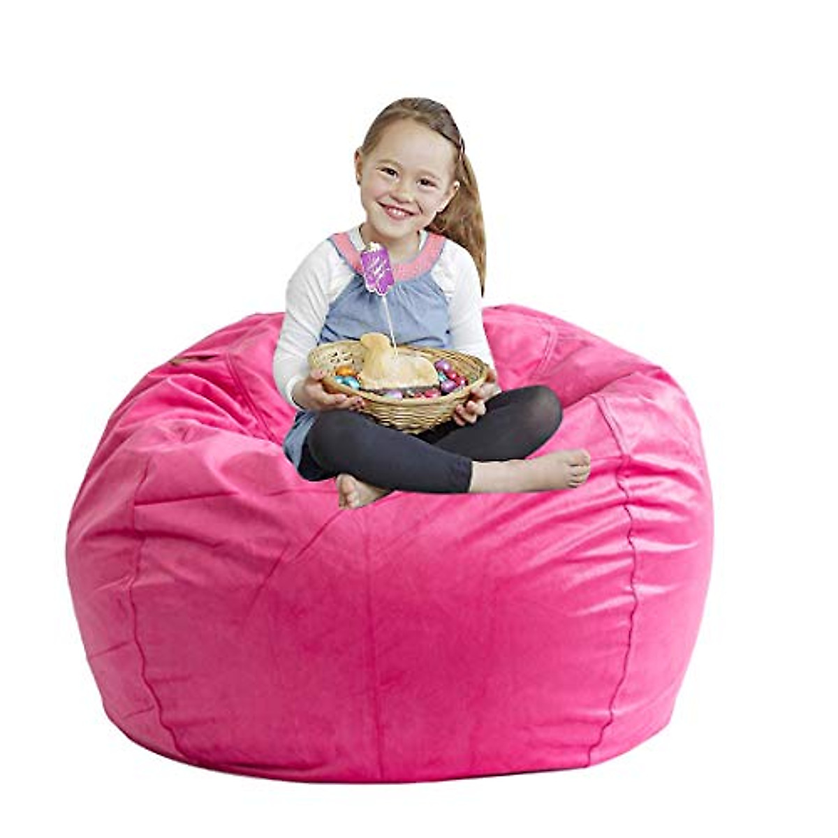 Stuffed Animal Storage Bean Bag Chair Cover Only (No Filler) with Inner Liner for Organizing Children Plush Toy, Memory Foam or Beans, Extra Large Beanbag Replacement Cover, Kids Comfy Stuffie Seat