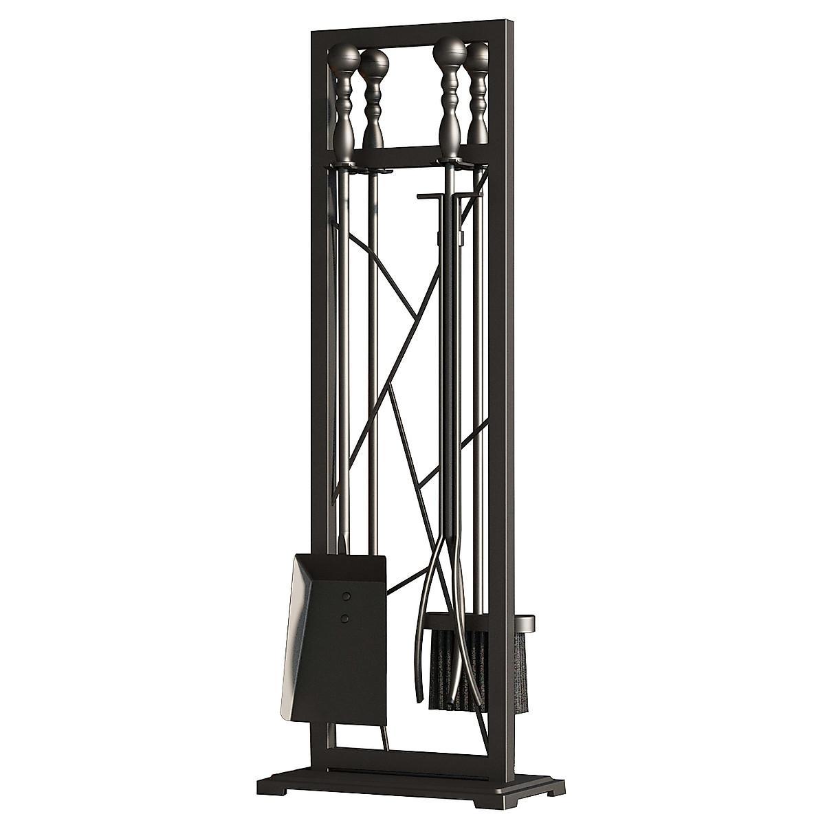 Fire Beauty Fireplace Tools, 5 Pieces Fireside Accessories Fire Kit Set, Stand Woodstove Tools Holder Wrought Iron Handle Indoor Fireset Stand (30.5 Inches)