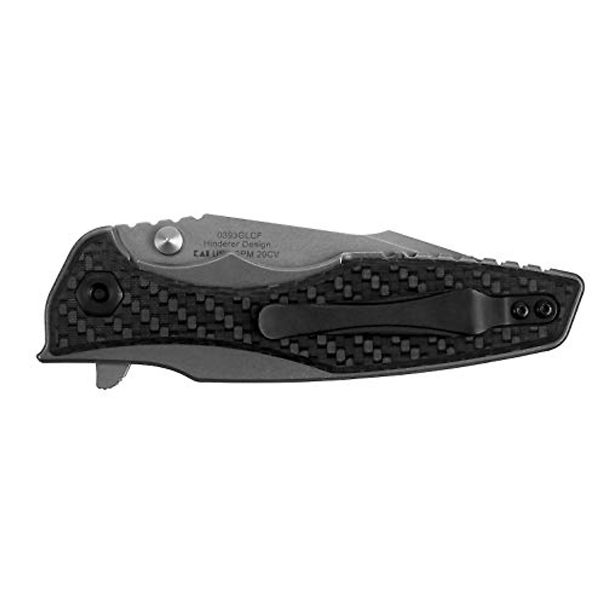 Zero Tolerance Hinderer CF Pocketknife; 3.5-Inch Blade of 20CV Stainless Steel; Titanium Handle with Glow-in-The-Dark Carbon Fiber Overlay, Frame Lock, Made in The USA (0393GLCF)