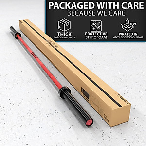 Synergee Games 15kg Colored Women’s Red Ceramic Coated Barbell. Rated 1500lbs for Weightlifting and Powerlifting