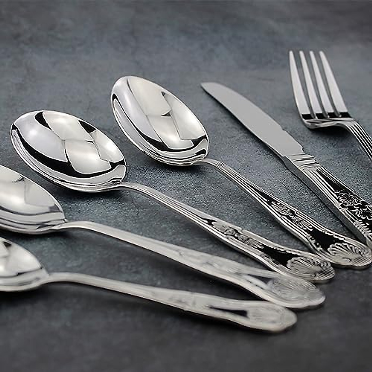 Silverware Set Cutlery Utensil Stainless Steel Flatware Luxury Home Restaurant Small Business,Mirror Finish Tableware 20 Piece Service for 4