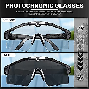 KAPVOE Photochromic Cycling Glasses TR90 Sports Sunglasses Mountain Bike Gasses Men Women MTB Glasses Clear Bicycle Riding Glasses Biking Sunglasses Motorcycle Road Bike Sunglasses Running Dark Gray