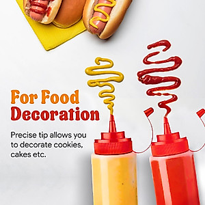 Norcalway Condiment Squeeze Bottles for Sauces Liquids - 12 OZ Kitchen Squirt Bottles for Liquids - Plastic Condiment Bottles for Sauce, Ketchup, Dressing, Oil - Easy Pour & Clean