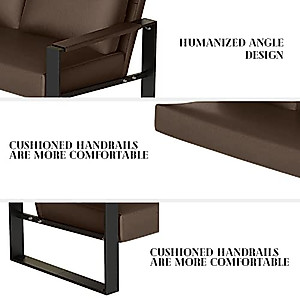 DLKGG Modern 45" Loveseat Sofa Couch, Faux Leather Small Loveseat Sofa with Ergonomic Cushion & Scratch Resistant Foot Mats, 2-Seater Loveseat Sofa for Living Room, Office, Reception Room(Brown)