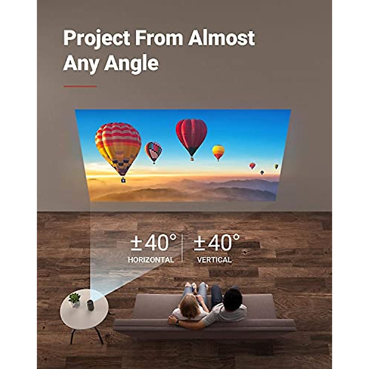 Anker NEBULA Capsule Max, Pint-Sized Wi-Fi Mini Projector with Nebula Desktop Stand for Projectors, 360° and Height Adjustment
