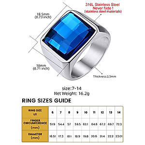 KeyStyle Diamond Cut Blue Stone Ring, Created Sapphire Large Costume Rings Size 14