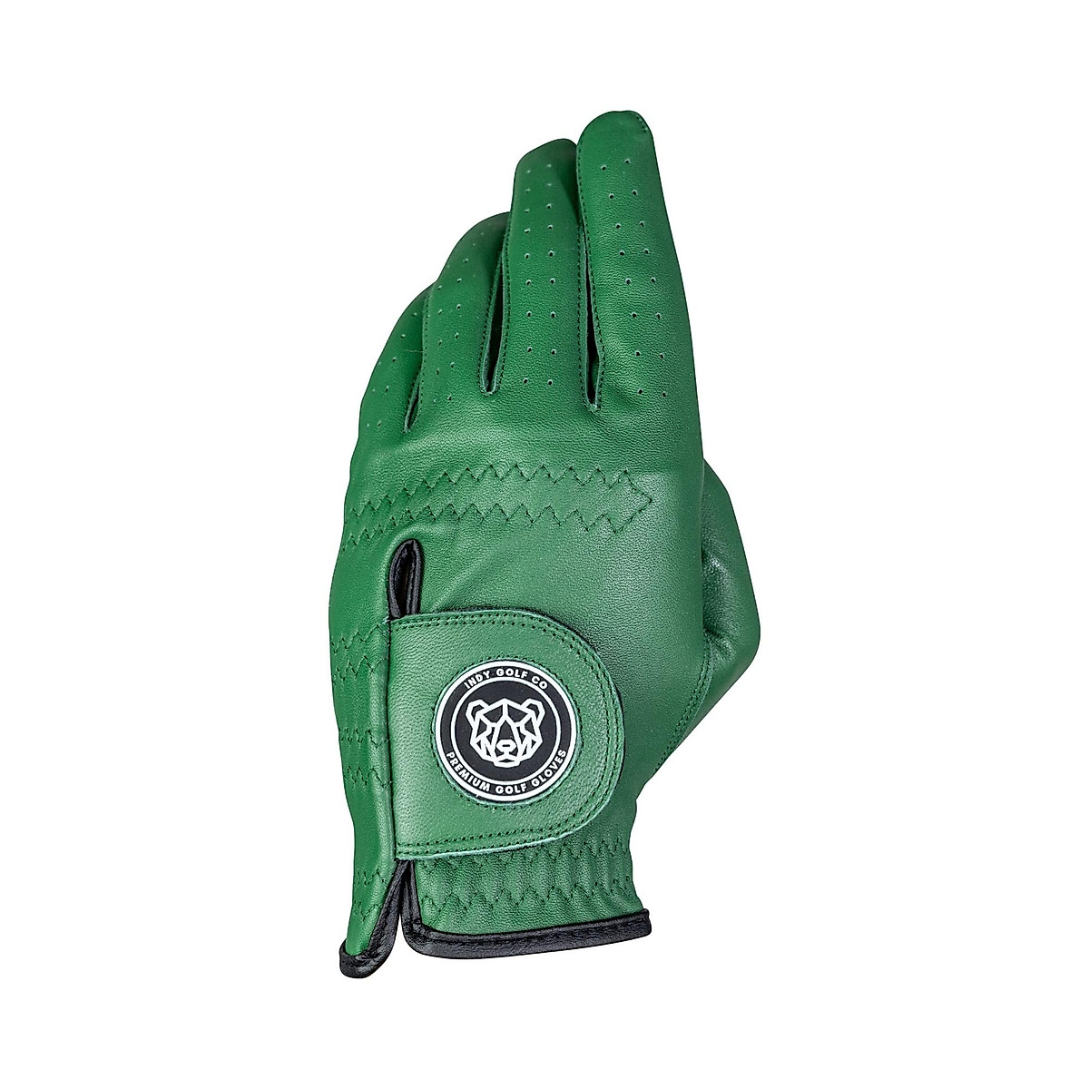 INDY Premium Golf Glove | Men's Green Cabretta Leather | Comfortable | Golf Accessories | Colored | Breathable (Left (for Right-Handed Golfers), Medium/Large)