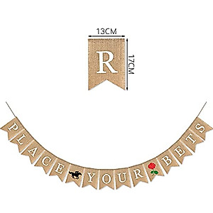 SWYOUN Burlap Place Your Bets Banner Kentucky Derby Party Supplies Horse Racing Mantel Fireplace Decoration