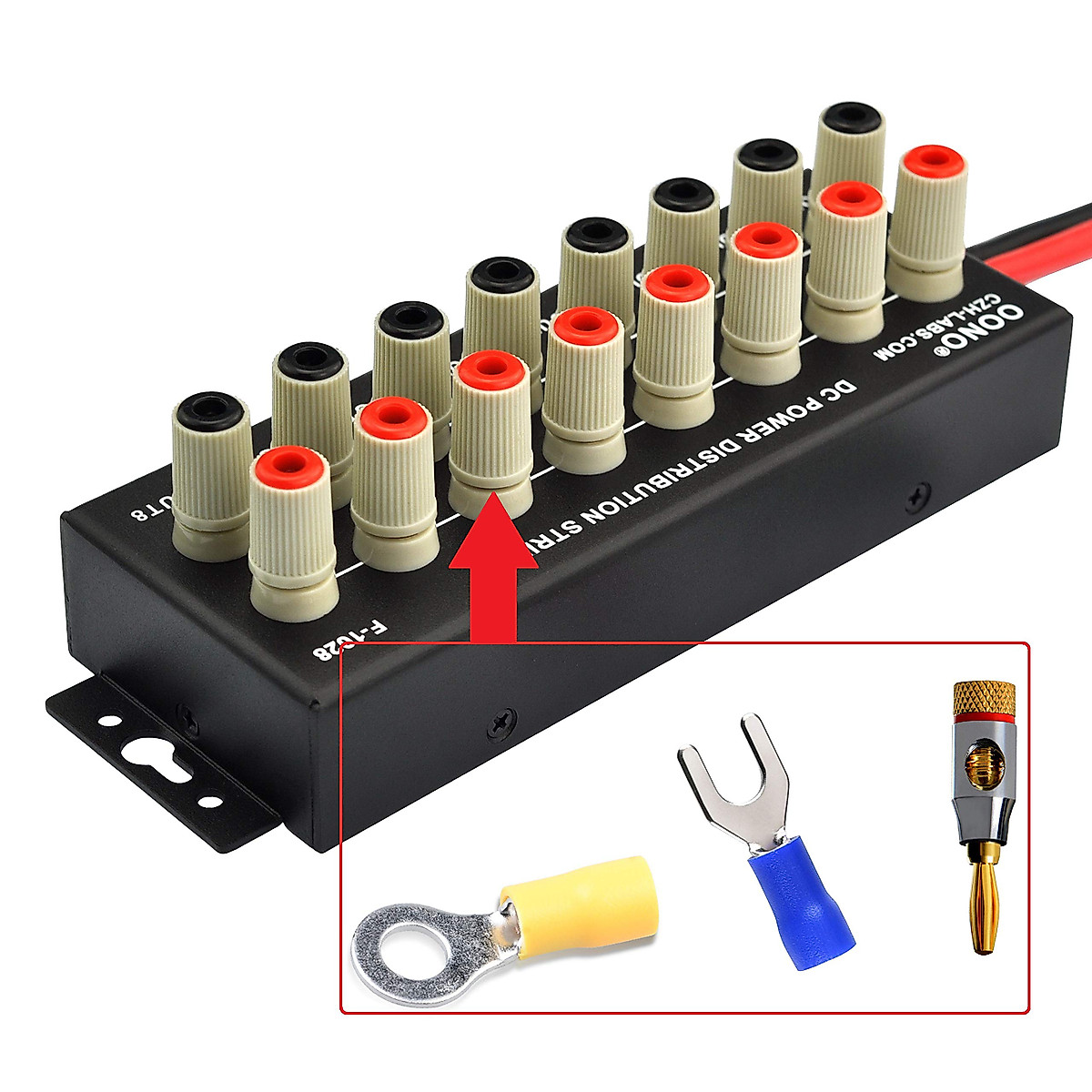 Banana Jack 8 Outlet DC Power Distribution Strip (with Cable)