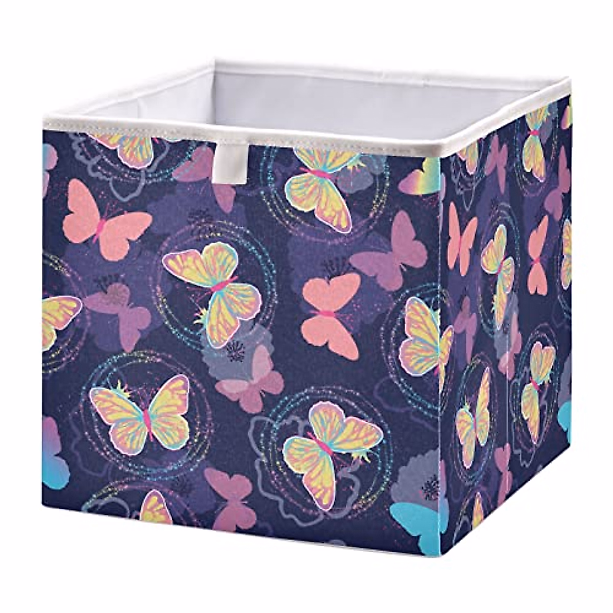 Kigai Butterflies(1) Open Home Storage Bins, for Home Organization and Storage, Toy Storage Cube, Collapsible Closet Storage Bins, with Small Handles, 15.75"L x 10.63"W x 6.96"H