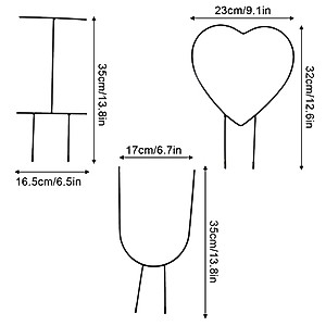 3 Pcs Plants Climbing Holder Rack I Love U Shape Metal Iron Climbing Plant Frame for Vines Ivy Roses