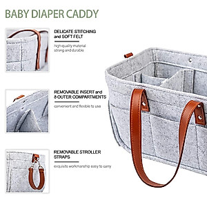 Gfhrisyty Baby Diaper Caddy Organizer for Hanging Portable Nursery Storage Bin Diaper Holder Storage Basket for Car and Baby Shower, Gray