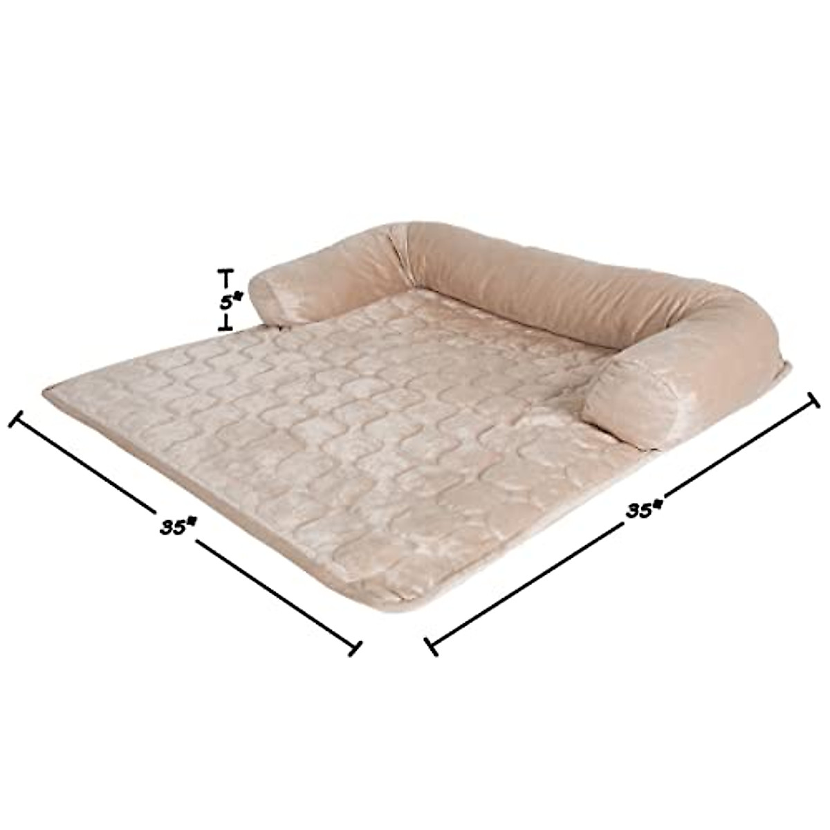 PETMAKER Furniture Protector Pet Cover for Dogs and Cats with Shredded Memory Foam filled 3-Sided Bolster Soft Plush Fabric Â– 35Â” x 35Â” Beige, Large