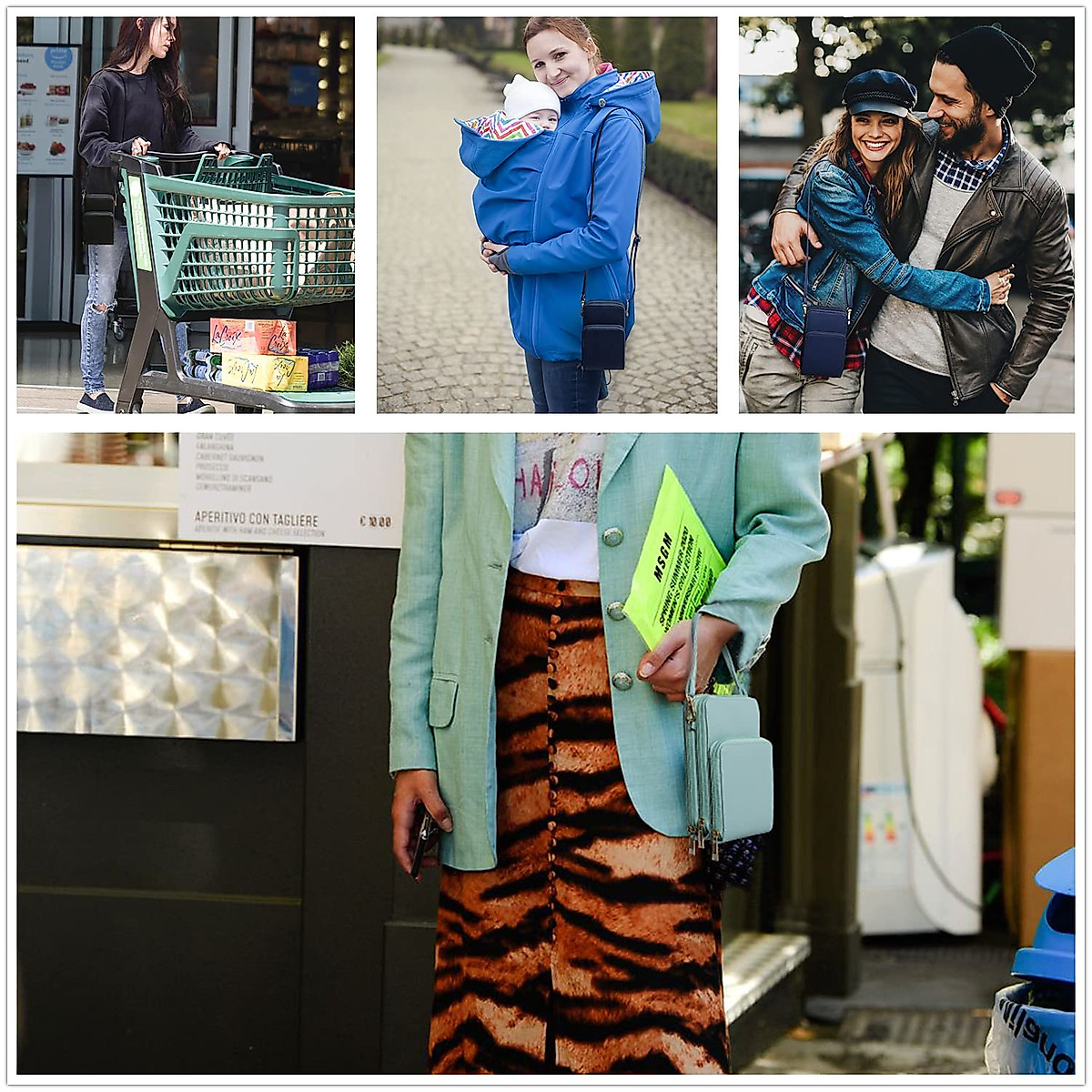 Small Crossbody Phone Bag for Women, RFID Blocking Touch Screen Cell phone Wallet Crossbody Purse Shoulder Strap Credit Card Holder Navy Blue