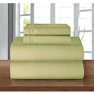 Elegant Comfort Luxurious Soft 1500 Premier Hotel Quality 4-Piece Bed Sheet Set Wrinkle and Fade Resistant Bedding Set, Deep Pocket up to 16inch, Full, Sage/Green